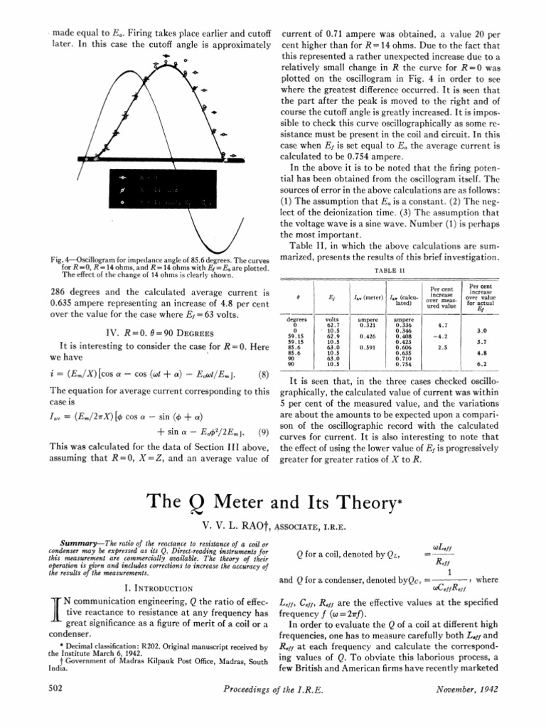 Understanding the Q Meter Theory | PDF | Inductor | Electrical Impedance