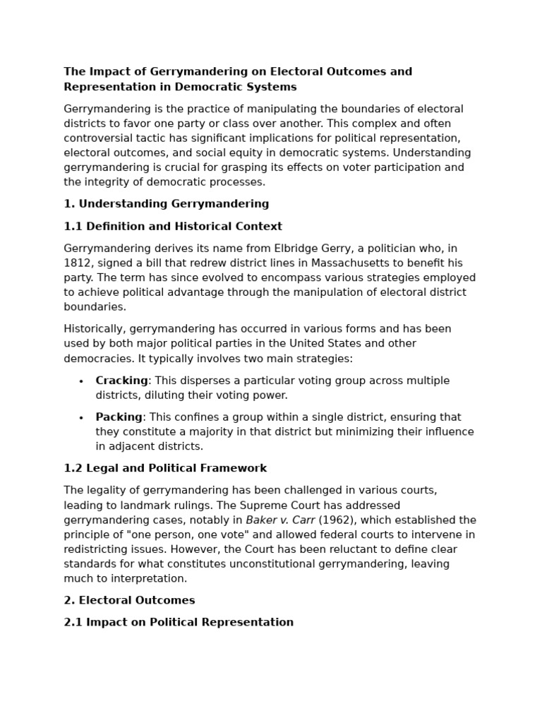 The Impact of Gerrymandering Reading | PDF | Gerrymandering | Political Science
