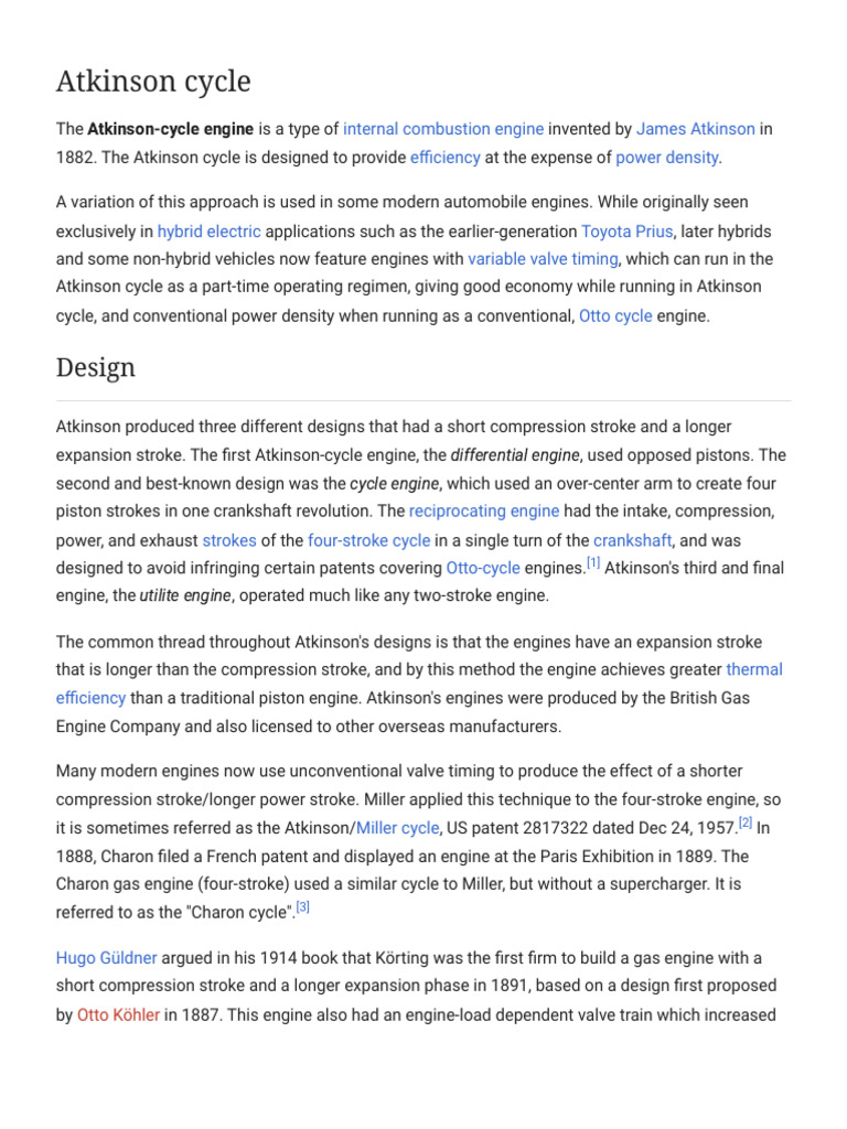 Atkinson Cycle - Wikipedia | PDF | Internal Combustion Engine | Green ...