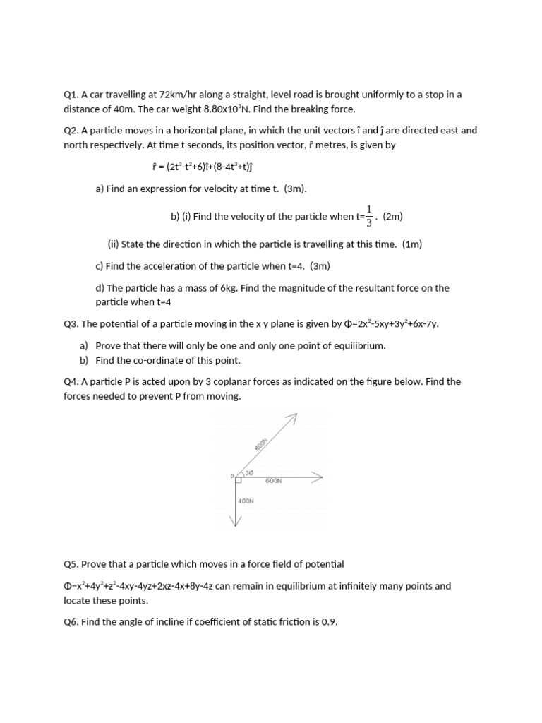 Physics Problems on Forces and Motion | PDF | Force | Friction