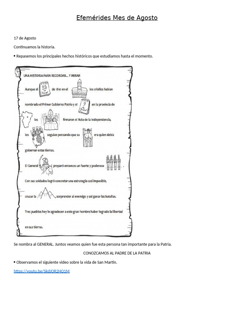 Efemérides de Agosto: San Martín y su Legado | PDF