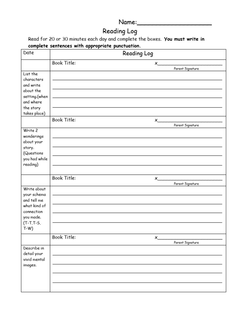 Daily Reading Log Template | PDF | Human Communication | Writing