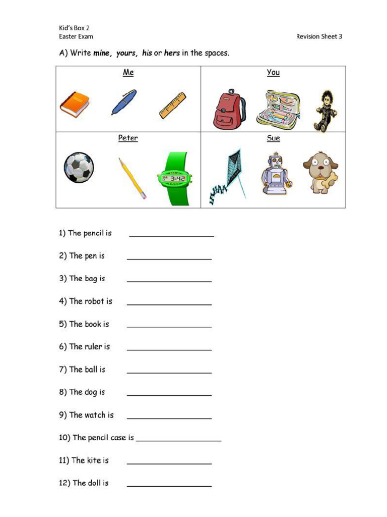 Possesive Adj. Exercise | PDF