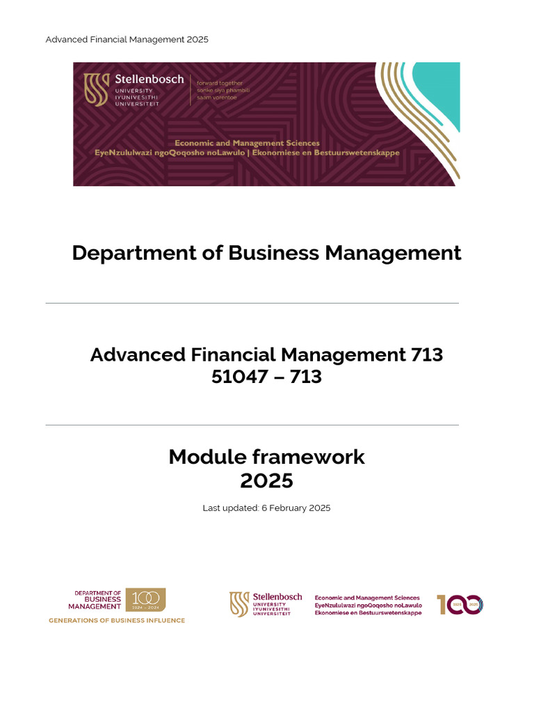 FM713 Module Framework 2025 FINAL | PDF | Plagiarism | Valuation (Finance)