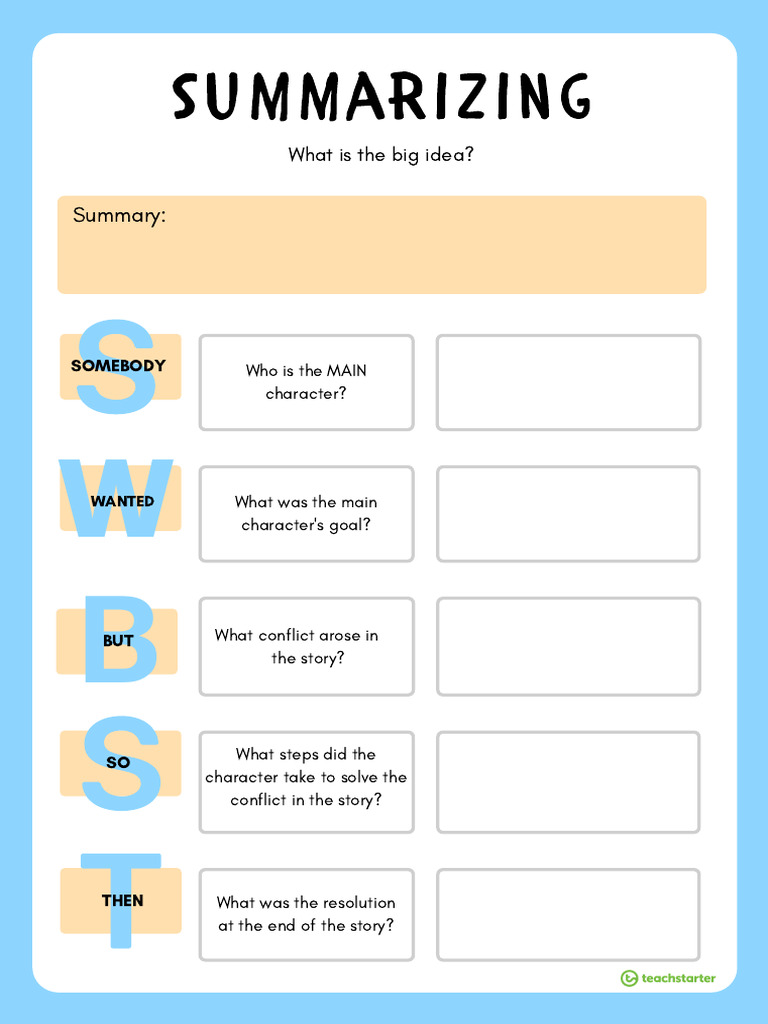 S W B S T SummarizingGraphicOrganizerAdobeReader | PDF