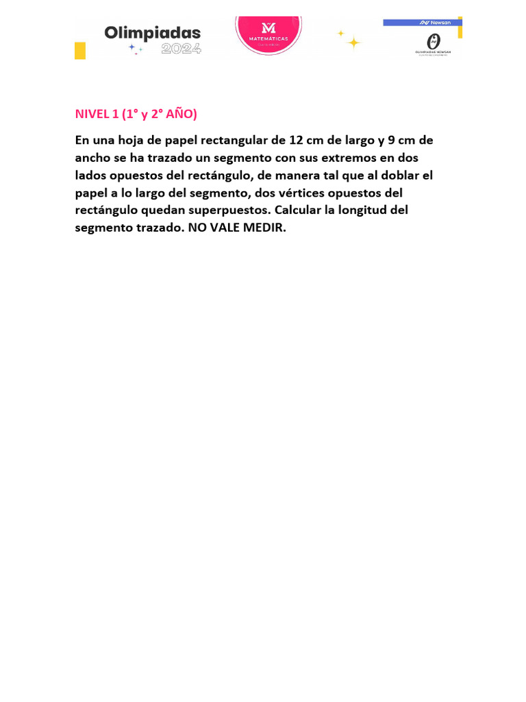 Longitud de segmento en rectángulo 12x9 cm | PDF