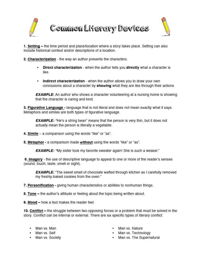 Common Literary Devices: 1. Setting | PDF
