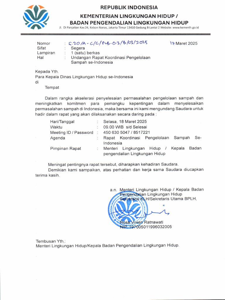 S 20 Undangan Rakor 18 Mar 25 | PDF