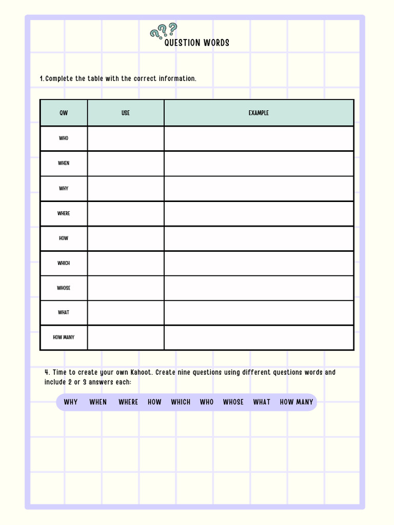 A1-2. Question Words | PDF