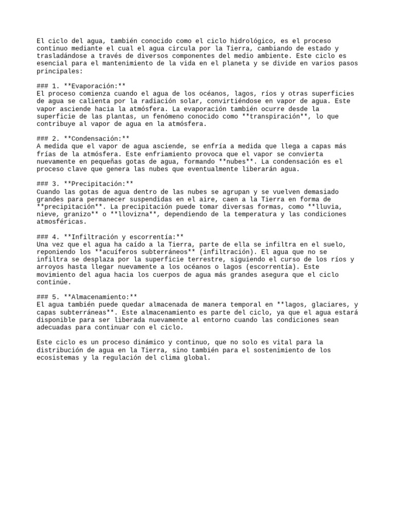 Cuales Son Los Pasos Del Ciclo Del Agua | PDF