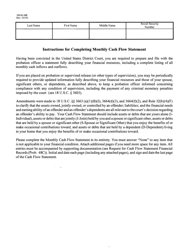 FInancial Review Packet BLANK | PDF | United States Federal Probation ...