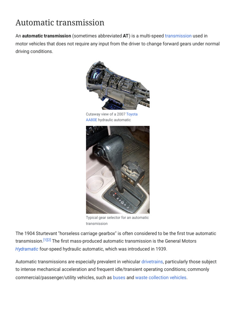 Overview of Automatic Transmissions | PDF | Automatic Transmission ...