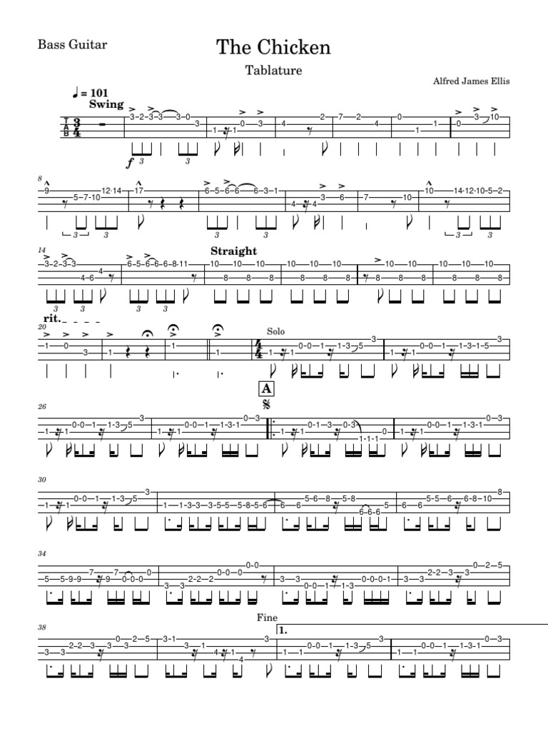 The Chicken Bass Tablature Guide | PDF | Guitars | Irish Musical ...