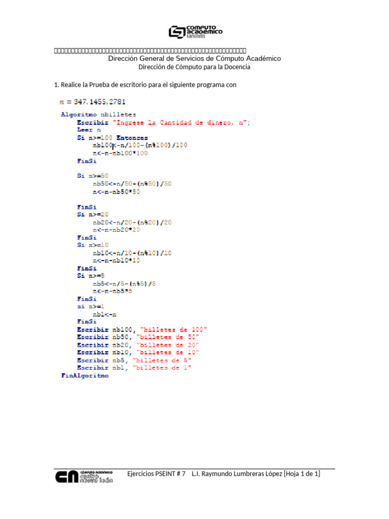 07_Ejercicios_PSEINT | PDF