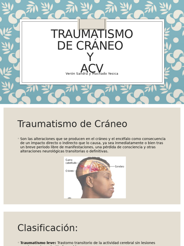 Traumatismo Cráneo y ACV: Diagnóstico y Cuidados | PDF | Carrera ...