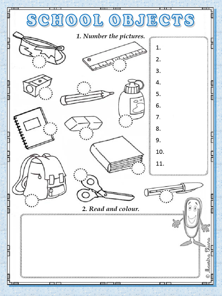 Colorful School Supplies Activity | PDF