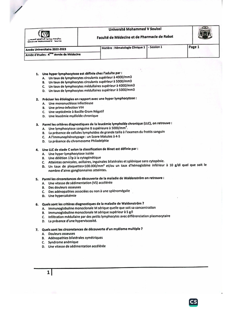 Normal Hemato Onco 2022 2023 | PDF