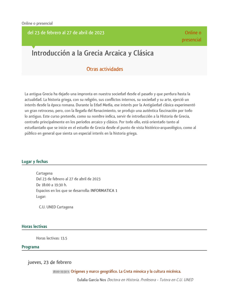 Introduccion A La Grecia Arcaica y Clasi | PDF | Antigua Grecia | Grecia