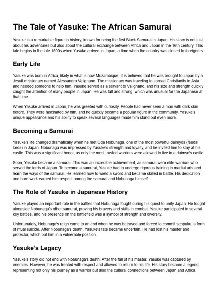 The Tale of Yasuke_ The African Samurai | PDF