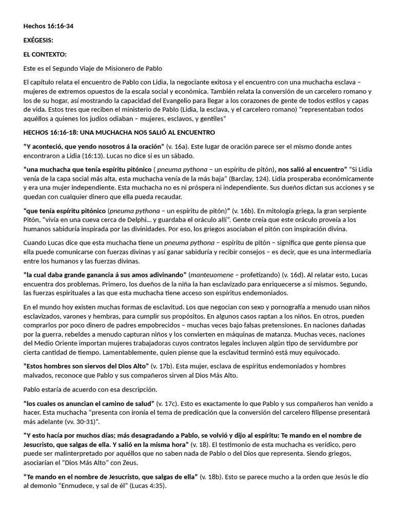 Conversión y Libertad en Hechos 16 | PDF | Pablo el apóstol | Esclavitud