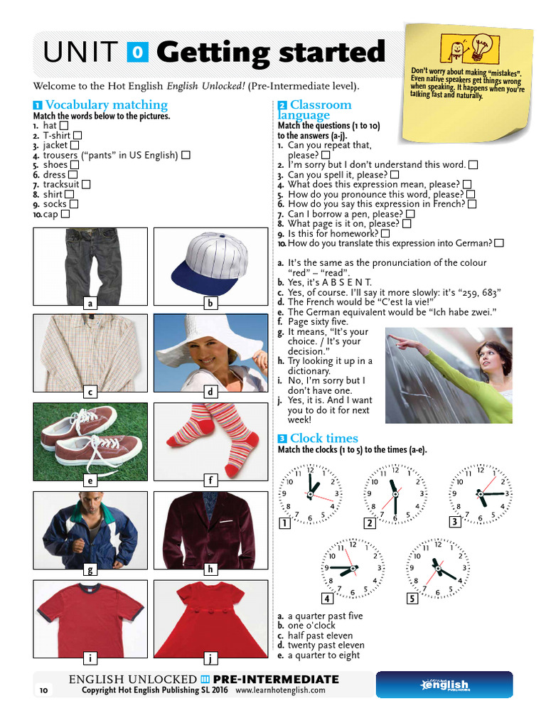 English Unlocked Book III Pre Intermediate A2 3 - 10 | PDF | English ...