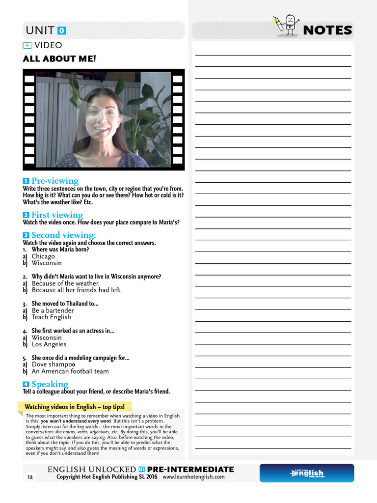 English Unlocked Book III Pre Intermediate A2 3 - 12 | PDF