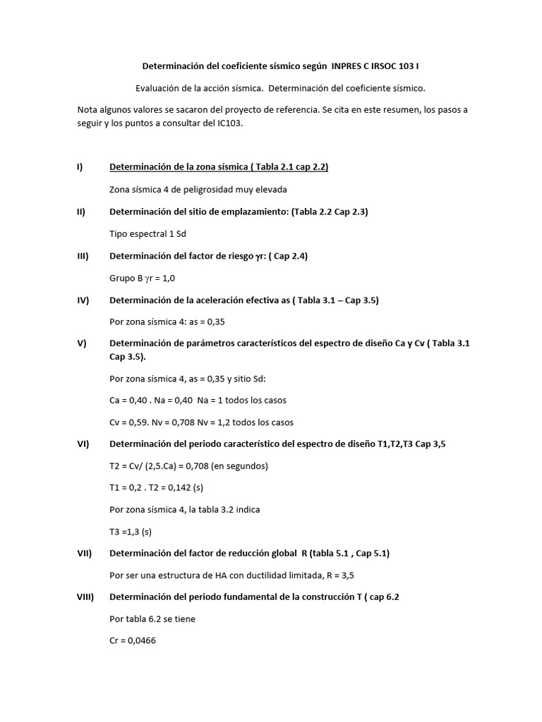 Coeficiente Sísmico según IRSOC 103 I | PDF