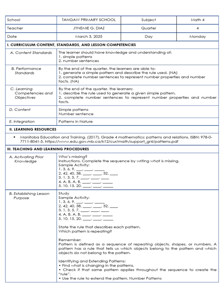 DLP Math Day 1 | PDF | Mathematics | Curriculum