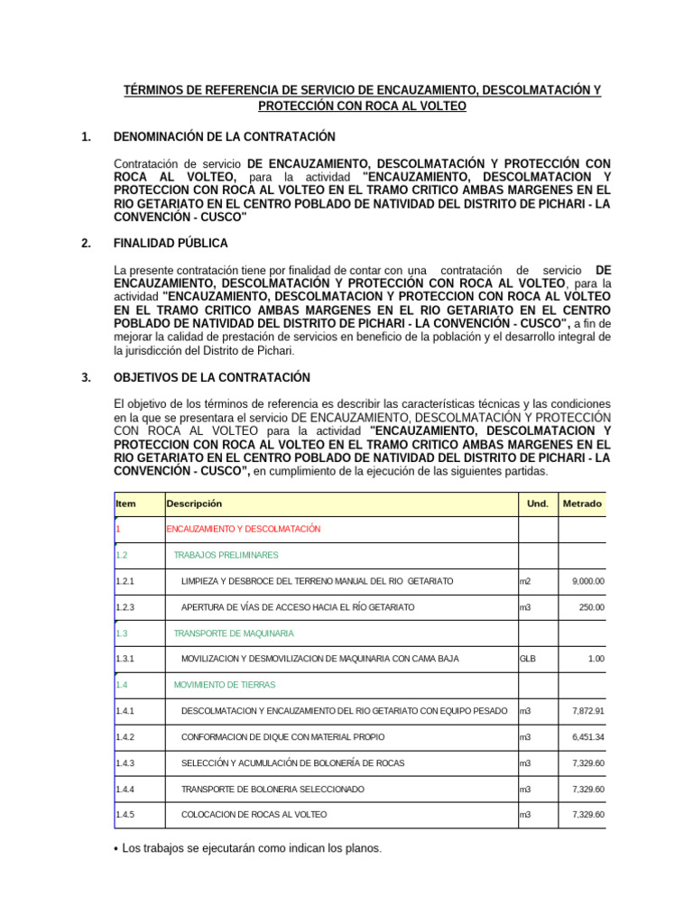 TDR - Encauzamiento, Descolmatación y Desbroce TDR Final | PDF