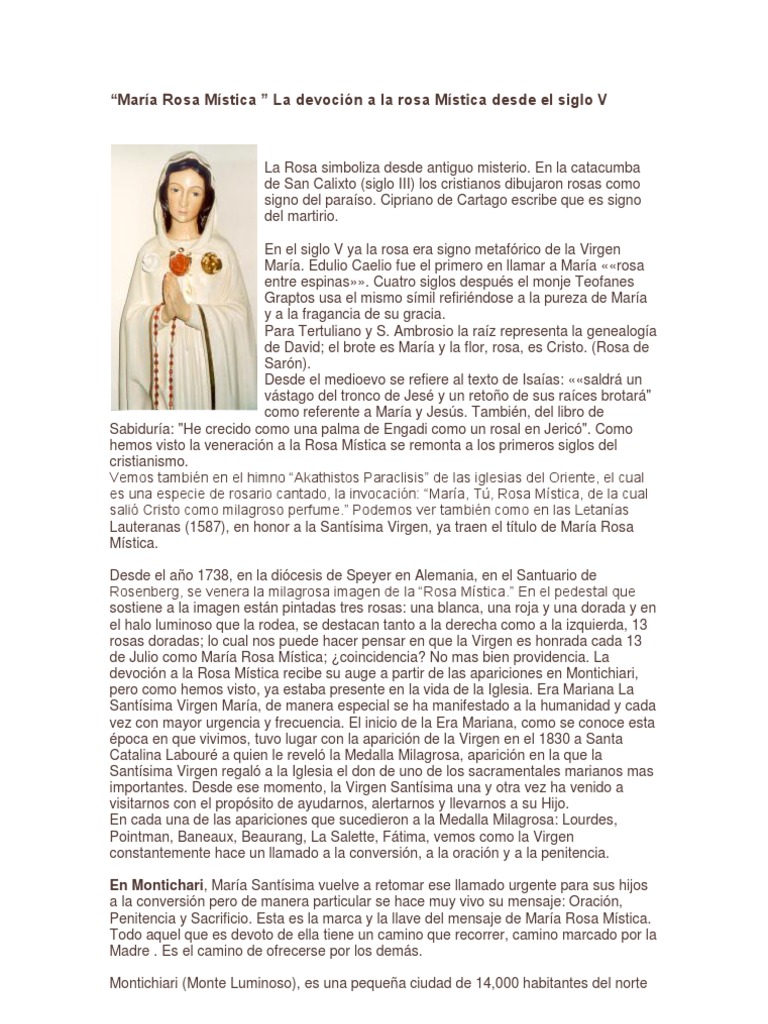 María Rosa Mística | PDF | Nuestra señora de fátima | María, madre de Jesús
