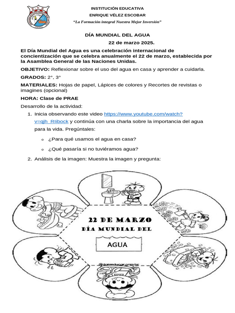 DÍA MUNDIAL DE AGUA 22 DE MARZO 2° y 3° AC[1] | PDF | Agua