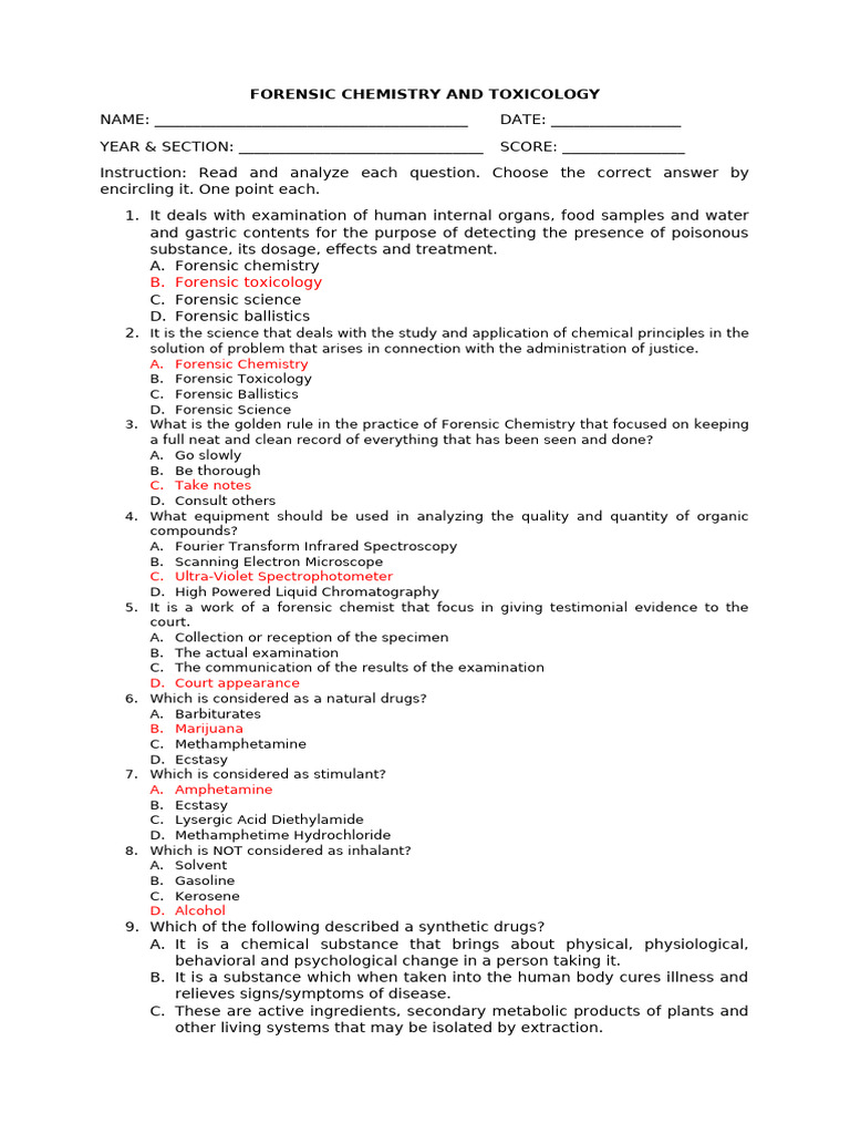 Forensic Chemistry and Toxicology | PDF | Crime Scene | Dose (Biochemistry)