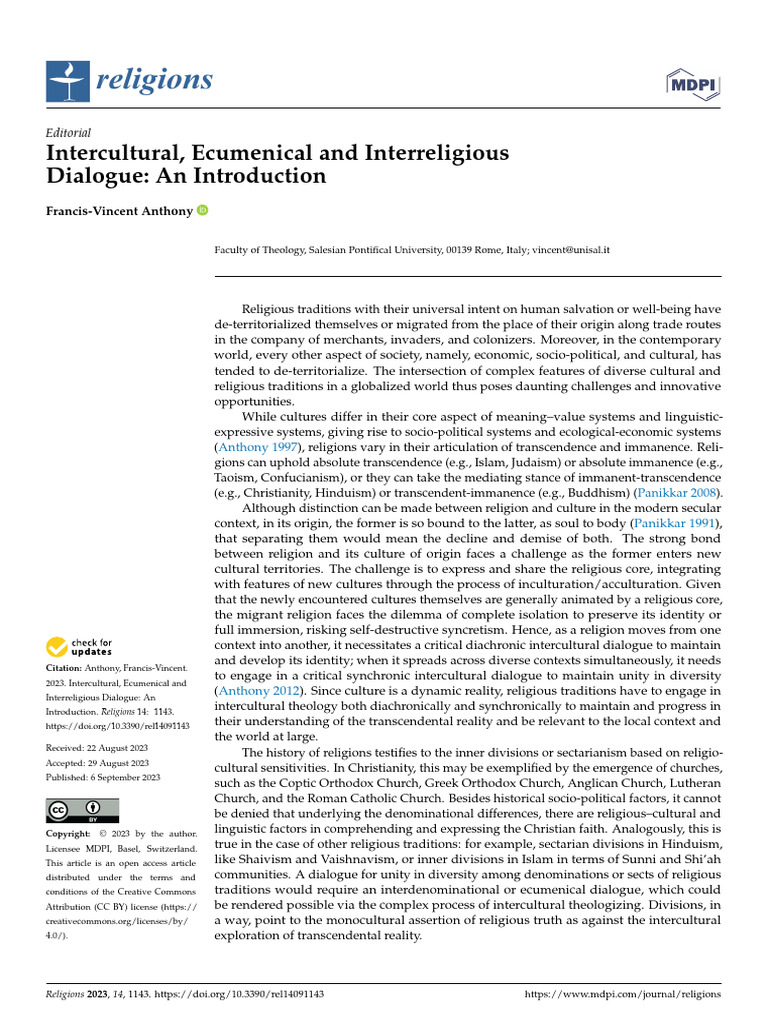 Intercultural, Ecumenical and Interreligious Dialogue. An Introduction ...