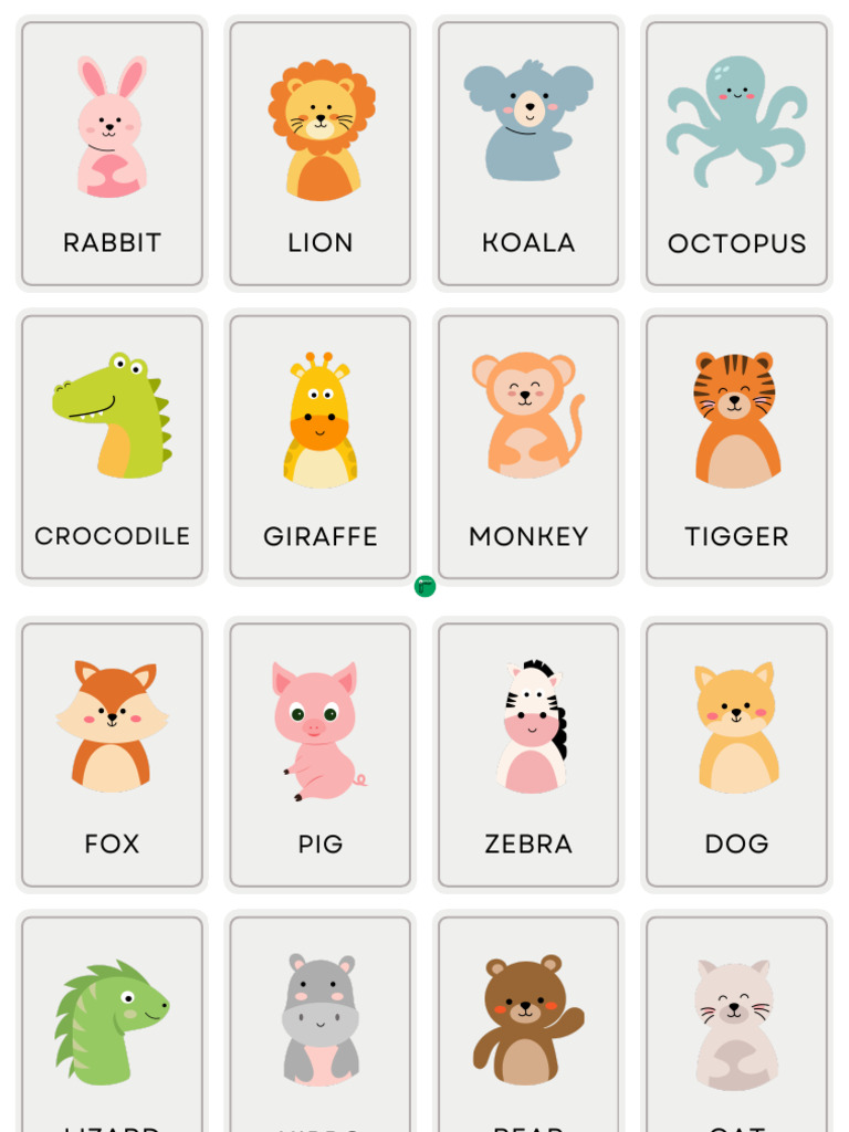 Flashcards Animales Ingles | PDF