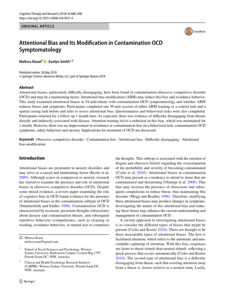 Rouel & Smith - Attentional Bias and Its Modification in Contamination ...