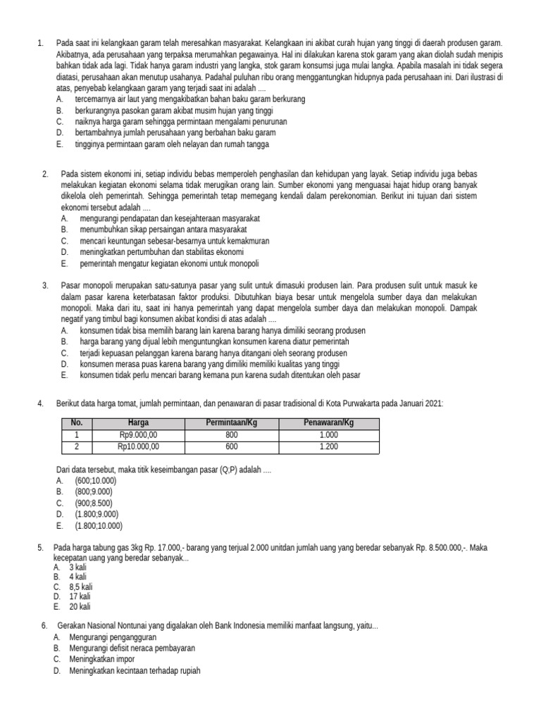 Soal Psaj - Ekonomi - 2024 | PDF