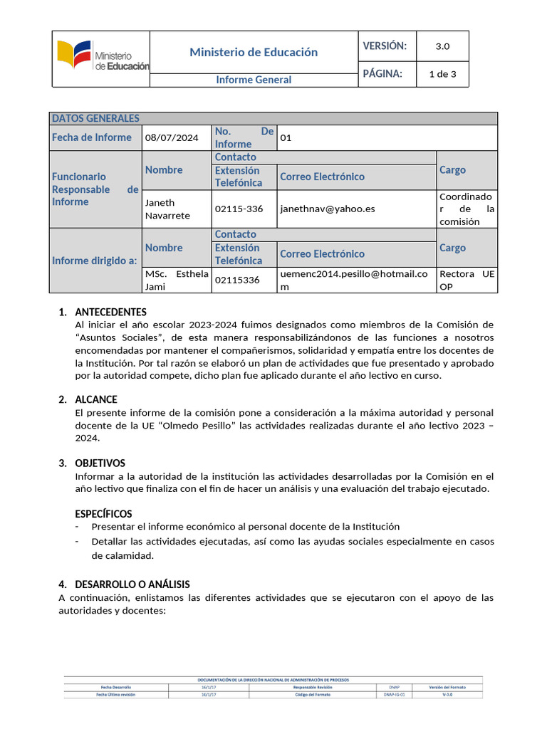 INFORME FINAL COMISON ASUNTOS SOCIALES | PDF