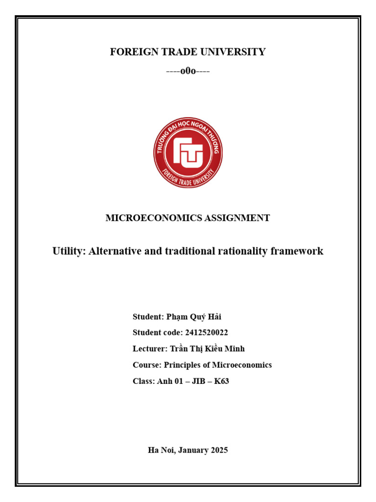 Utility - Alternative and Traditional Rationality Framework | PDF ...