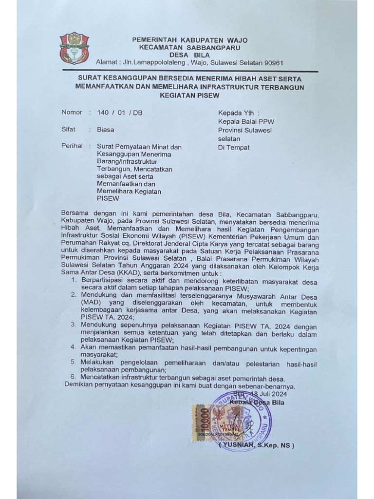 SURAT KESANGGUPAN MINAT BILA | PDF