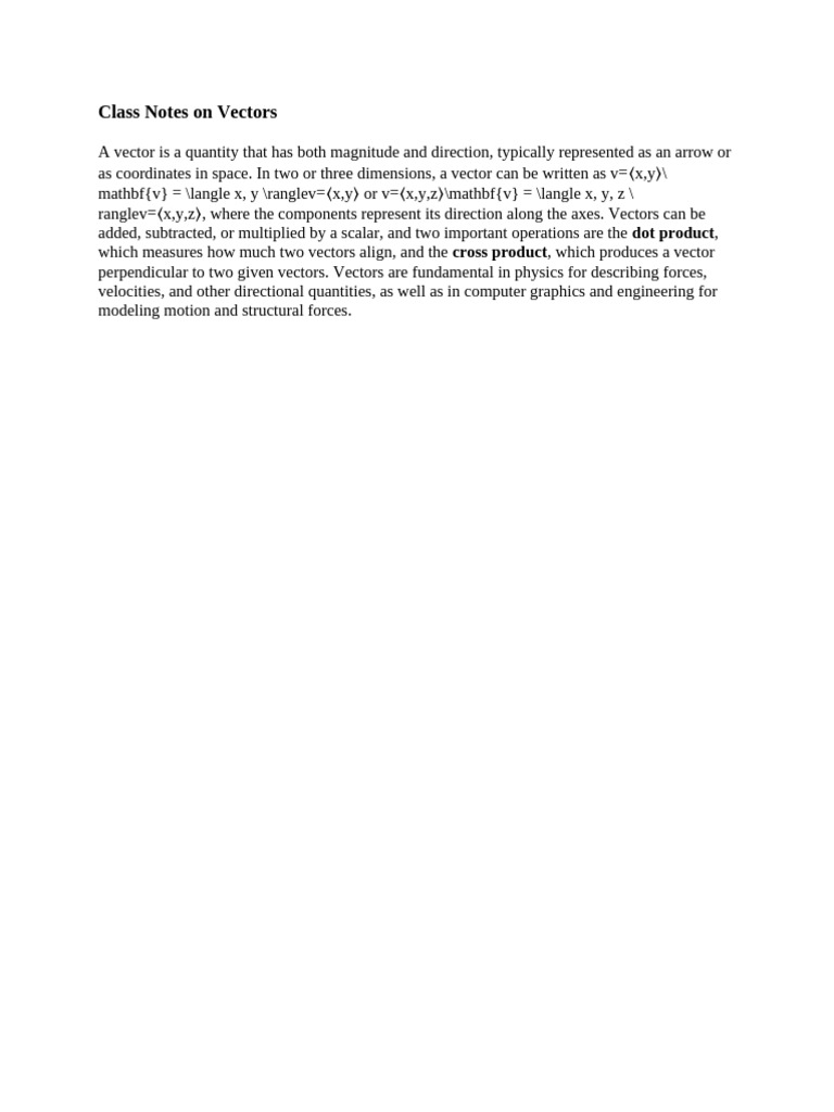 Understanding Vectors: Basics and Applications | PDF