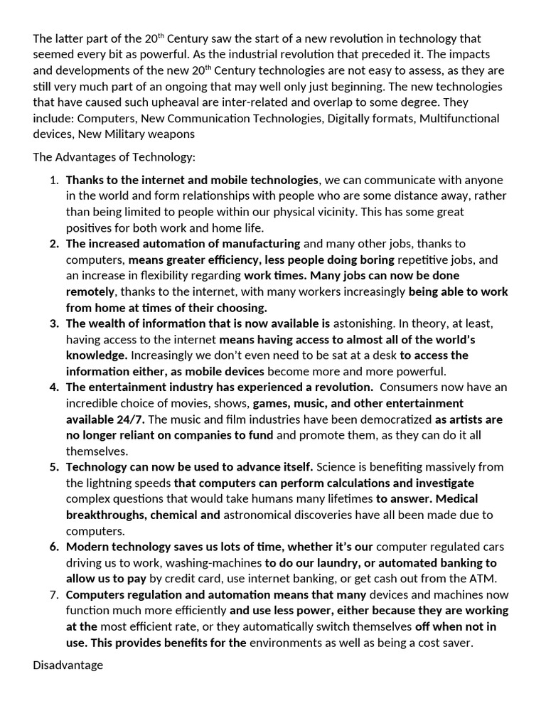 The latter part of the 20th Century saw the start of a new revolution ...