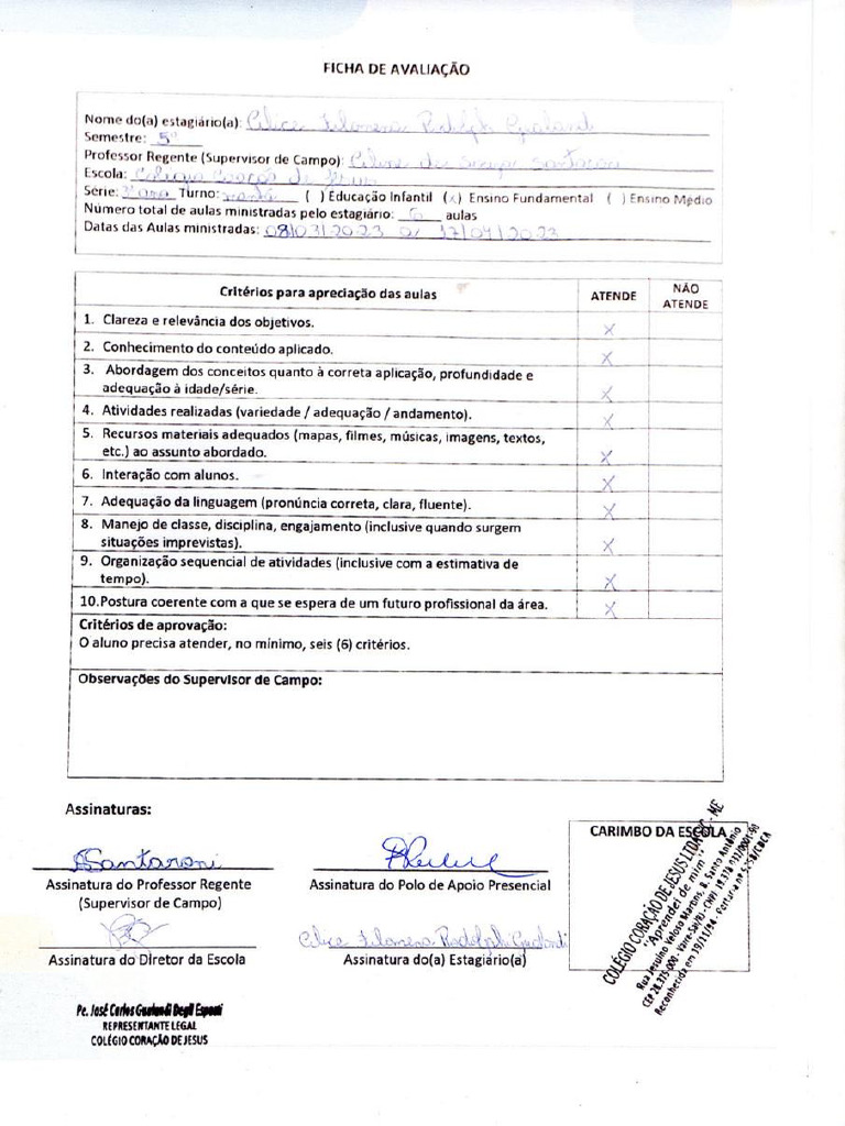 Ficha de Avaliação | PDF