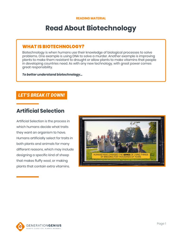 Biotechnology Reading Material Grades 6 8 | PDF | Biotechnology | Gene