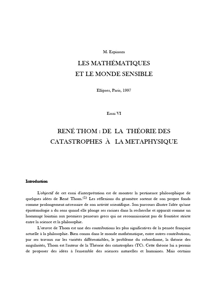 Rene Thom de La Theorie Des Catastrophes | PDF | Science | Aristote