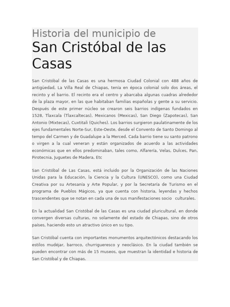Historia y Cultura de San Cristóbal | PDF