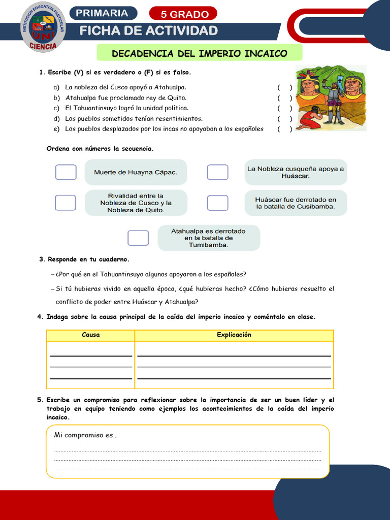 Ficha-Mart-Ps-Decadencia Del Imperio Incaico | PDF