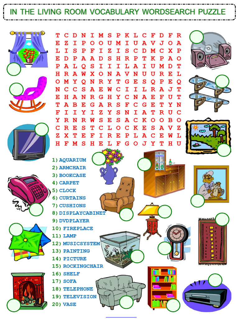 in The Living Room Esl Vocabulary Wordsearch Puzzle Worksheet | PDF ...