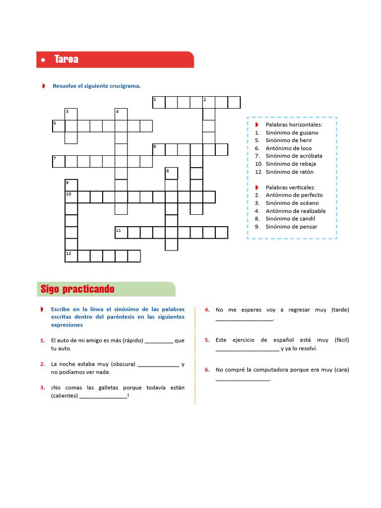 Sinonimos y Antonimos para Segundo Grado de Secundaria | PDF