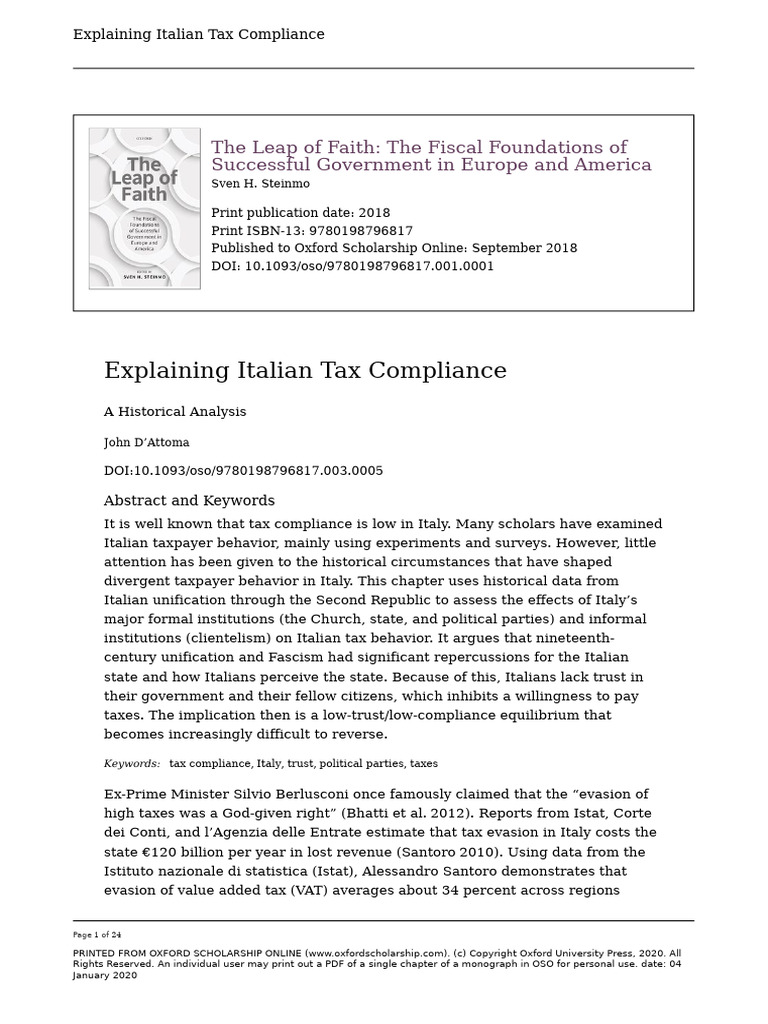 Explaining Italian Tax Compliance | PDF | Taxes | Fascism