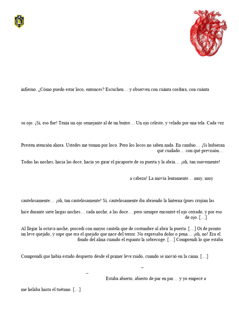 Actividad Corazón Delator 4to Medio | PDF | Edgar Allan Poe